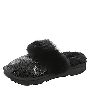 UGG Unisex-Child Cozy Ii Mirror Ball Slipper, Black, 2 Little Kid