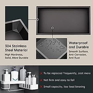 DAYONE Rectangular Stainless Steel Matte BlackShower Niche 24" X 12", Bathroom Wall Soap Niche, Alcove Douche De niche Salle De Bain, Shower Storage Organizer Nook Insert, NO Tile Needed