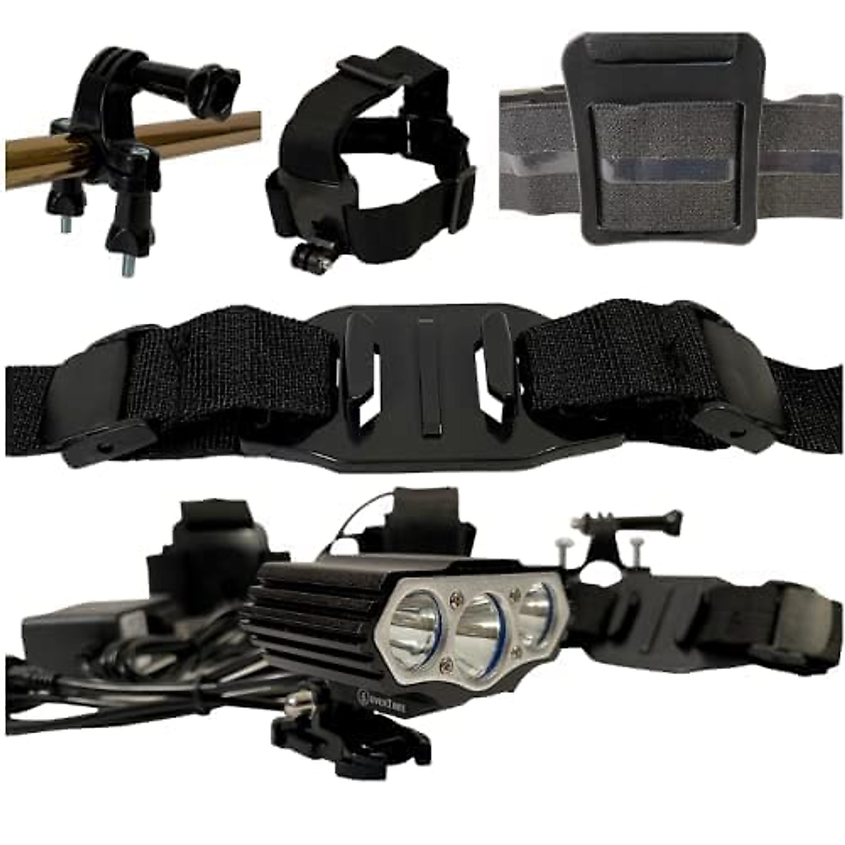 Night Owl Helmet Light Kit with 10pc GoPro Compatible Mount System, Powerful 3000 Lumen LED Riding Light Mount-Anywhere Motorcycle, Bicycle, Ski, Snowmobile, Dirt Bike & More - USA Based