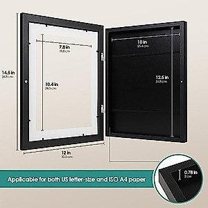 Funchi 10x12.5 Kids Art Frame, Front Opening Storage Kids Artwork Frames Changeable for Wall and Tabletop with 4 Display Types, Holds 50 Pcs Children Art Projects, 3D Picture, Drawing, Schoolwork, Craft, Portfolio, Hanging Art Frames in Kids Room Décor Ho