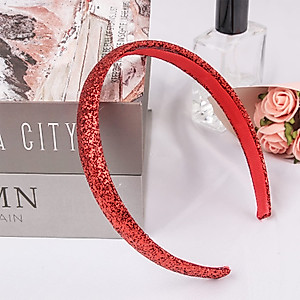 12 Colors Sparkle Plastic Headbands For Girls,Glitter 2 cm Thin Head Bands No Slip Fashion Girls Hard Toddler Hairbands