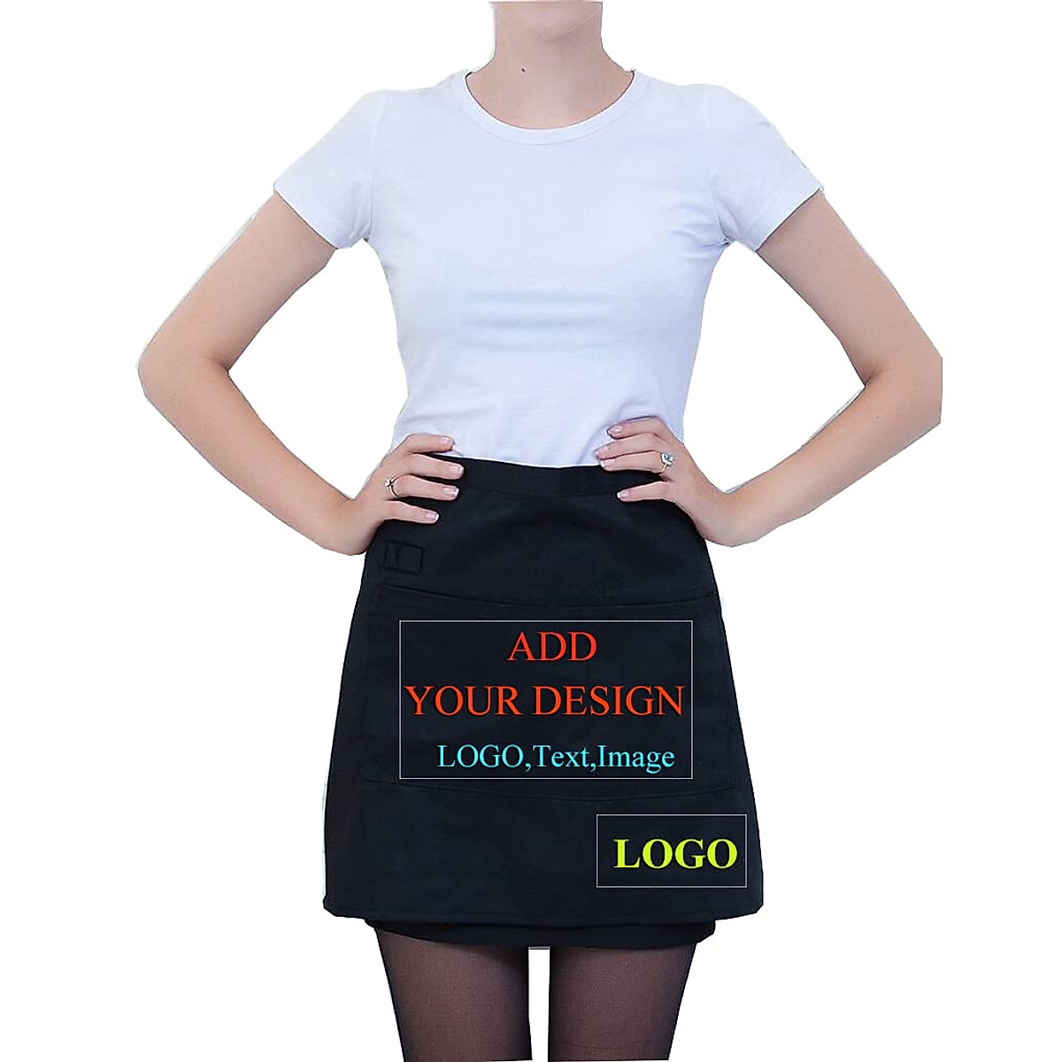 Shmimy Personalized Custom Waist Apron For Men Women Kitchen Cooking Aprons Customized with Pockets Name Text Logo Picture