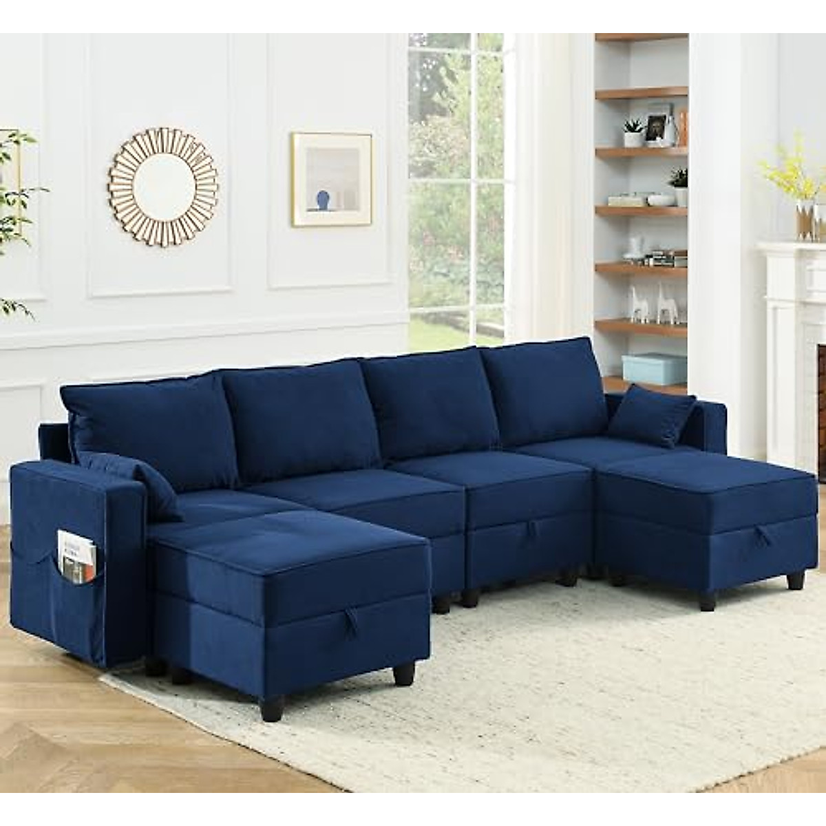 FANYE Oversized Modular Sectional Sofa with Storage Seats,DIY Free Combine Sofa&Sofabed Reversible Modular&Sectional Convertible to L/U Shaped W/Chaises,Twin XL Sleeper Couch Bed for Living Room
