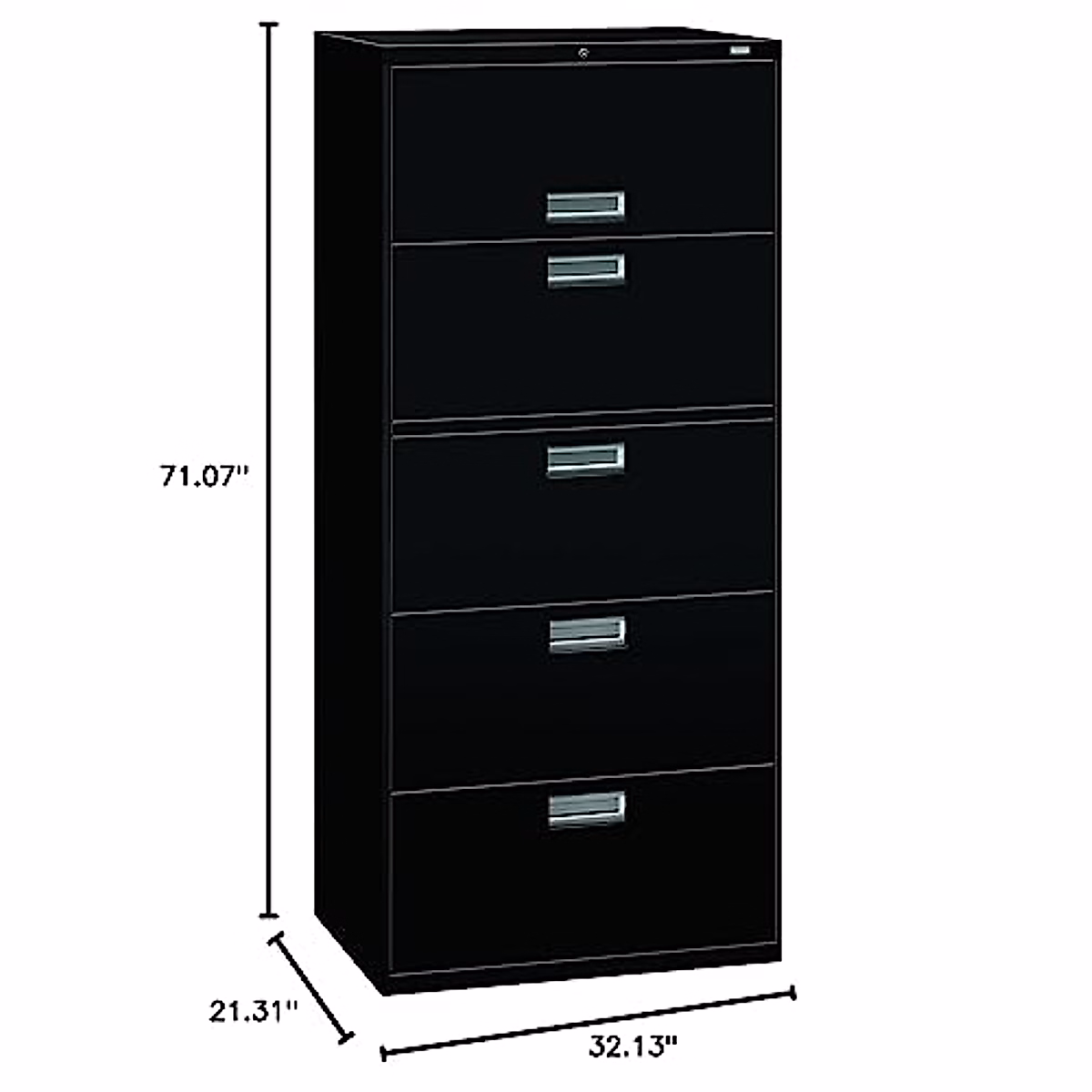 HON 675LP 600 Series 30-Inch by 19-1/4-Inch 5-Drawer Lateral File, Black