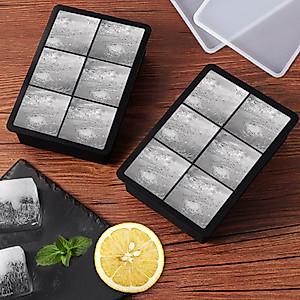 Ice Cube Trays Silicone,2 Pack Large Square Ice Cube Molds with Removable Lids,Stackable Big Ice Trays for Freezer,Ice Maker Reusable and BPA Free for Whiskey, Cocktail, Chilled Drink