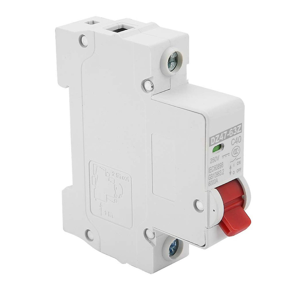DC Circuit Breaker, DZ47-63Z-1P 40A Miniature Circuit Breaker Leakage Protection Air Switch Din Rail Installation for Solar System Power Generation System