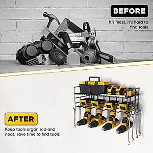 Voltigrip Power Tool Organizer Wall Mount- Heavy-Duty 2-Layers Tool Organizers and Storage for Garage and Workshop – Power Tool Holder, Drill Organizer & Power Tool Storage for Efficient Utility
