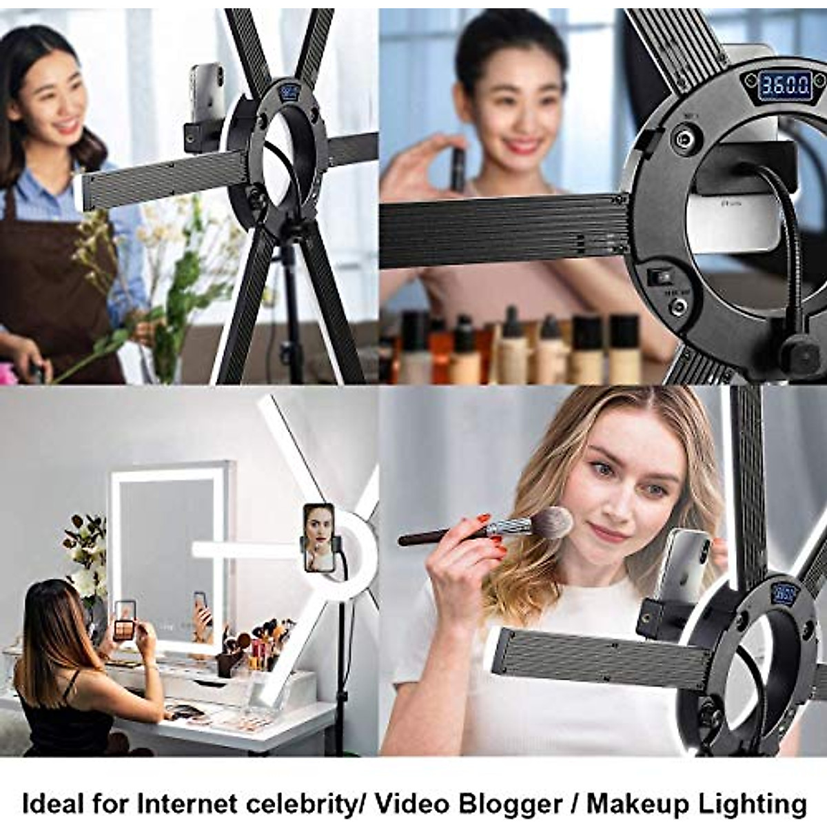 GVM Great Video Maker 600S LED Ring Light, 90W Dimmable Led Video Light Kit with Detachable Light Bars, Photography Lighting Led Video Lighting Kit for Live Broadcast, YouTube, CRI 97+ 3200K-5600K