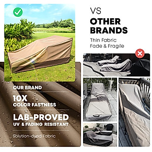 PatioGem Chaise Lounge Cover Outdoor Waterproof, Fade Resistant Lounge Chair Covers Waterproof Outdoor, Lounge Chair Cover, Durable&Thickened Chaise Lounge Cover of 600D Fabric, 80”Lx34”Wx32”H
