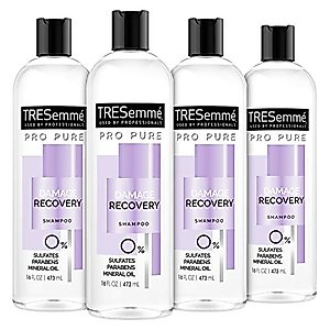 TRESemmé Pro Pure Shampoo for Damaged Hair Damage Recovery Sulfate, Paraben and Dye Free, 16 Fl Oz (Pack of 4)
