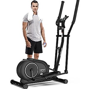 HASIMAN Elliptical Exercise Machine, Elliptical Machine for Home Use, Adjustable Magnetic Elliptical with Pulse Rate Grips and LCD Monitor, 350LB Weight Capacity (Coal Black)