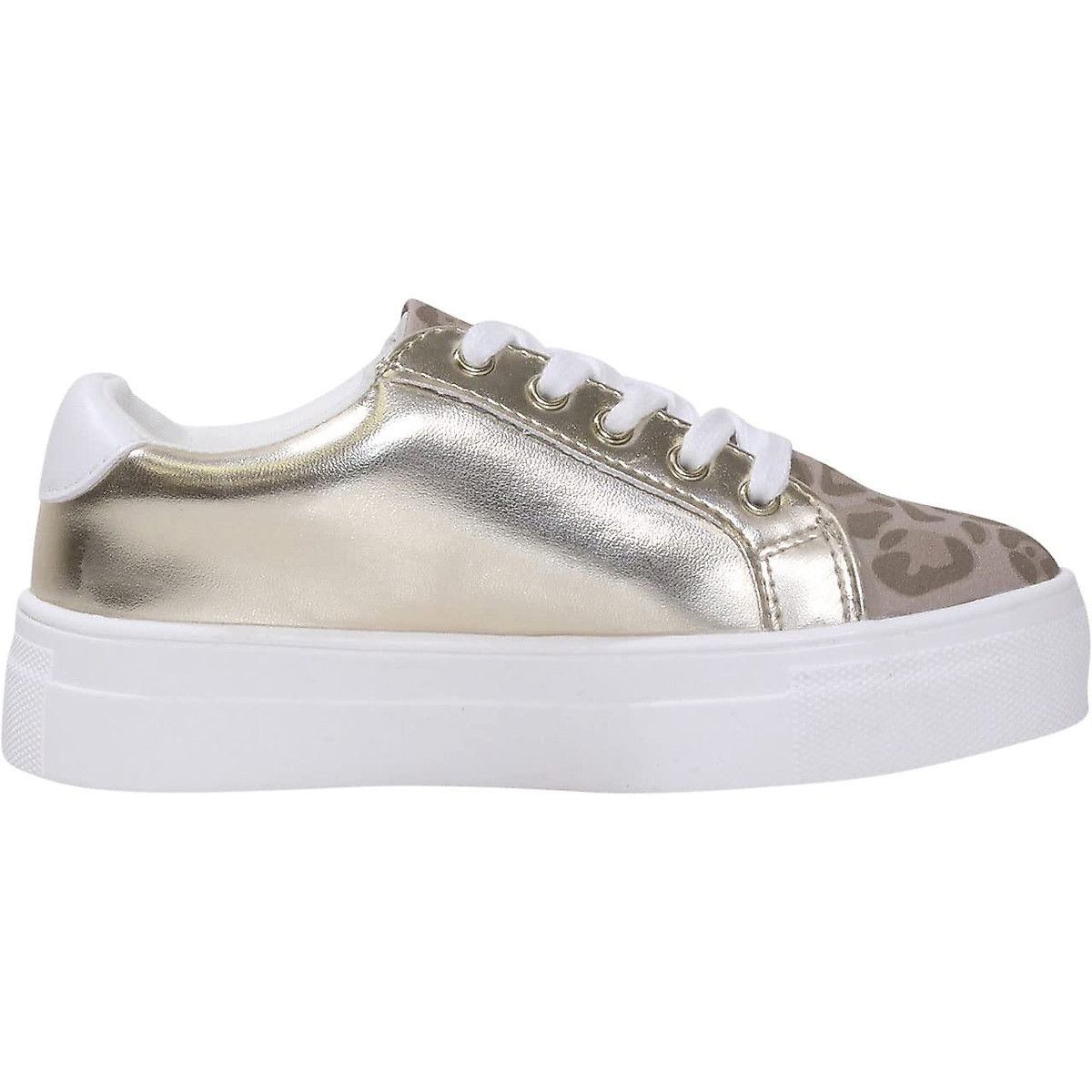 Mia Kids Big Girl's Jonny Sneakers Low Top Platform Gold/Leopard Sz. 5