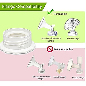 PumpMom Pump Bottle Adapter, Baby Bottle Thread Changer Converter for Spectra S1 S2 Pump Wide Mouth Flanges to Use Standard Sized Bottles. Compatible with Medela, Ameda, Dr. Brown Narrow Neck Bottles