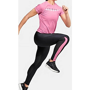 Under Armour UA HeatGear Women's Black Pink Mileage Full Length Compression Legging Active Pant (as1, Alpha, l, Regular, Regular)