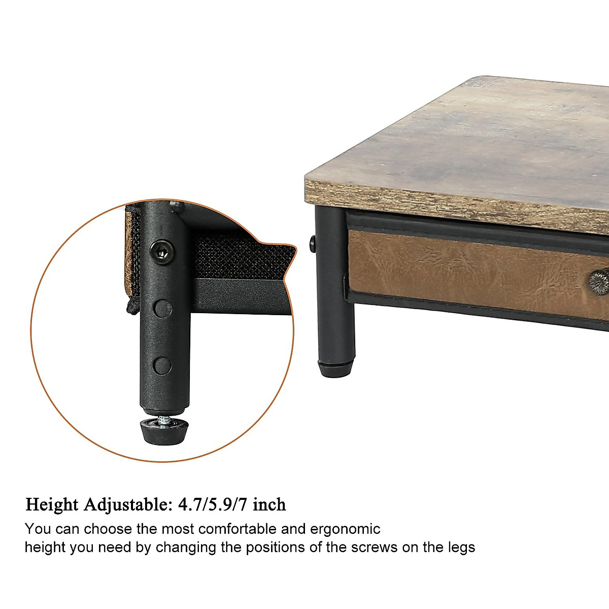 LUMAMU Wood Monitor Stand Riser with Drawer, 15.7x9.4 Inch Computer Monitor Stand for Desk, 3 Height Adjustable Desktop Stand with Storage for Computer Laptop PC iMac Printer