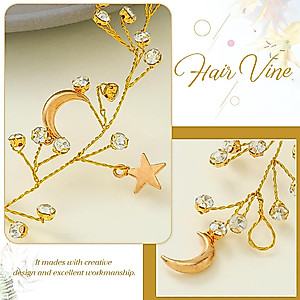 CASDRE Star Rhinestone Hair Vine Gold Moon Headpiece Bridal Headband Crystal Bride Wedding Hair Accessories for Women and Girls