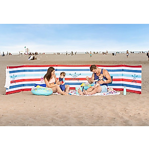 BEACH FENCE Premium 20 ft Beach Windscreen, Privacy Screen, Wind Blocker - Royal Red, Free Rubber Mallet and Carry Bag Included