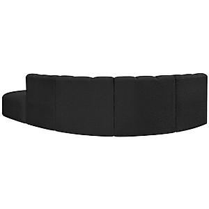 Meridian Furniture 102Black-S5C Arc Collection Modern | Contemporary Modular Sofa with Rich Black Boucle Fabric, Deep Channel Tufting, Modular Design, 127" W x 61" D x 30" H, Black