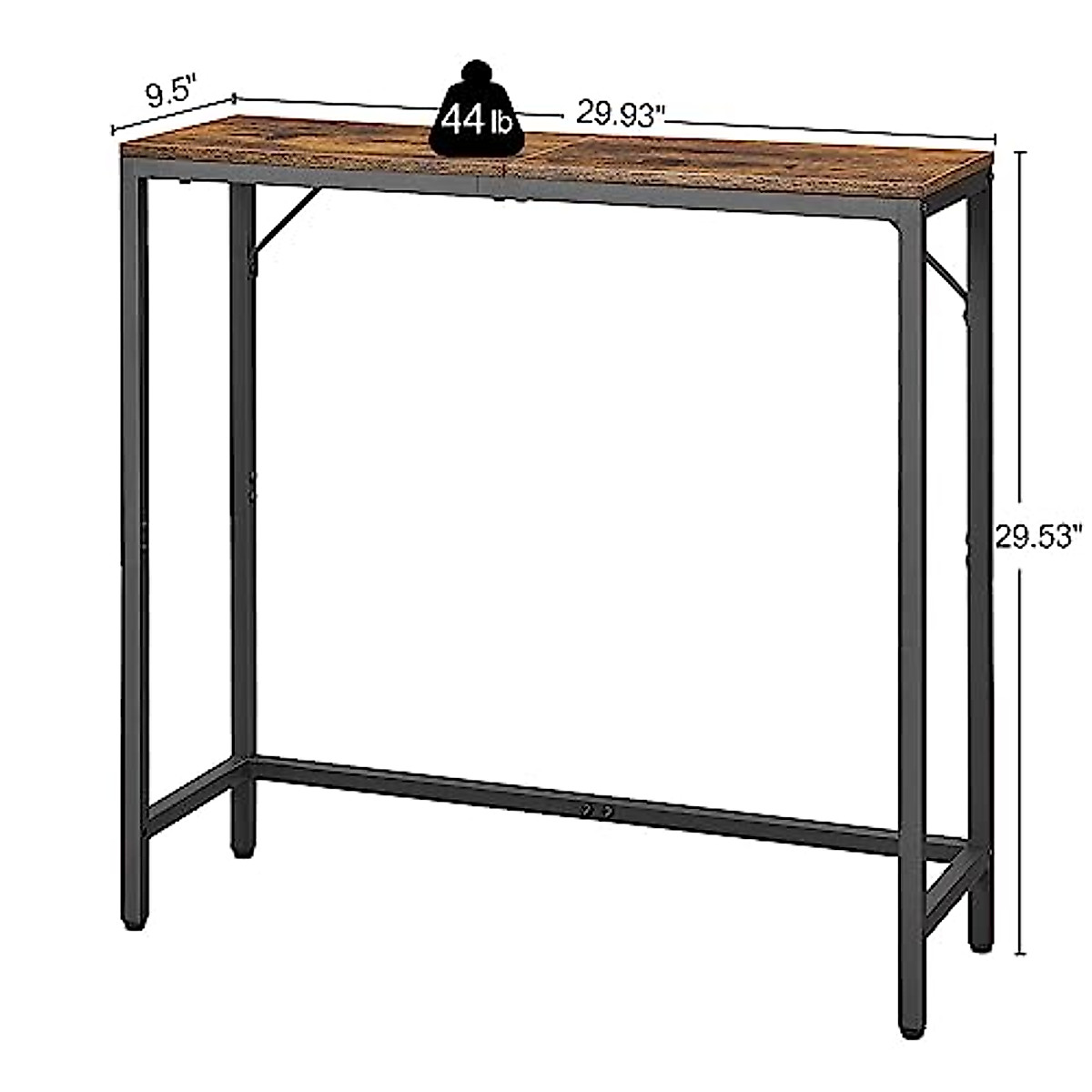 HOMCENES Narrow Console Table with 2 Support Bar and Desktop Printer Stand Bundle, Thin Entryway Table, Small Sofa Table, Industrial Couch Table, Under Desk Printer Table Rack