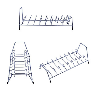DGQ 8 Divider Wire Plate Rack and Lid Organizer Pan Organizer Sink Drying Rack for Chopping Board, Kitchen Cabinet Counter, Cookware