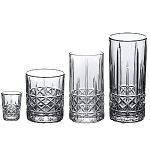 AMZ Empire Drinking glasses Set of 4 - Evora Strong 13 oz Highball Glass - Cocktail Glasses, Tumbler Cup, Beverage Cups with Coasters