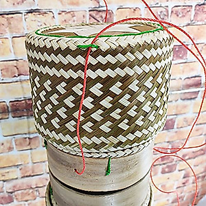 Heavens Tvcz Serving Basket Bamboo Sticky ''KRA-Tip'' Thai Laos Rice Handmade Traditional Weave Wickerwork Vegetable Based Dye Serving Travel Picnic Keeping Rice After Steaming Keep Sticky Rice Warm