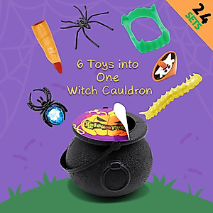 BEARUN 192Pcs Halloween Party Favors for Kids, 24 Pack Prefilled Witch Cauldron Toys in Bulk, Goodie Bag Fillers, Gifts, Party Supplies, Non-Candy Trick or Treat