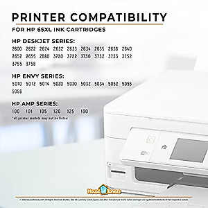 Houseoftoners Remanufactured Ink Cartridge Replacement for HP 65XL Ink Cartridge for HP Envy 5055 5052 5058 DeskJet 3755 2655 3720 3722 3723 3752 3758 2652 2624 (2 Black, 1 Color, 3 Pack)
