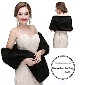 CanB Women's Large 1920 Faux Fur Shawl Bridal Wedding Fur Wraps and Bolero Faux Mink Shrug for Women
