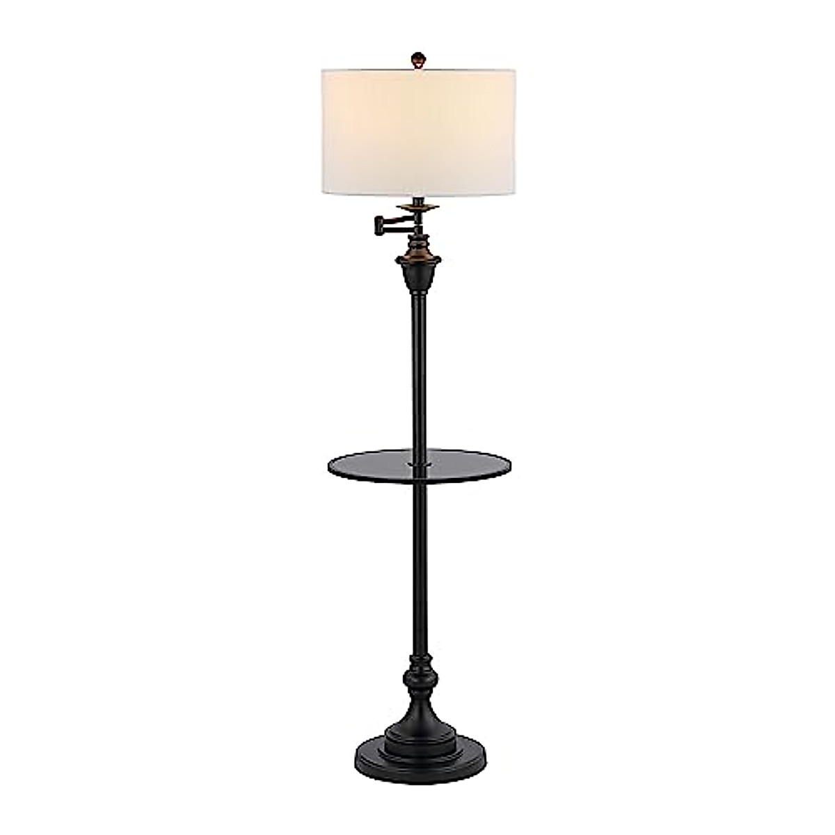 JONATHAN Y JYL3055D Cora 60" Metal/Glass LED Side Table and Floor Lamp, Contemporary,Transitional for Bedroom, Living Room, Office, Kids Room, College Dorm, Bookcase, LED Bulb Included, Black