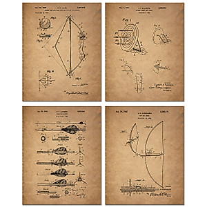 Archery Patent Art Prints - Set Of 4 (8 Inches X 10 Inches) Photos - Vintage Decor