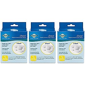 PetSafe Drinkwell 3 Pack of Replacement Foam Filter for 360 Lotus Pet Fountain, 2 Filters Per Pack