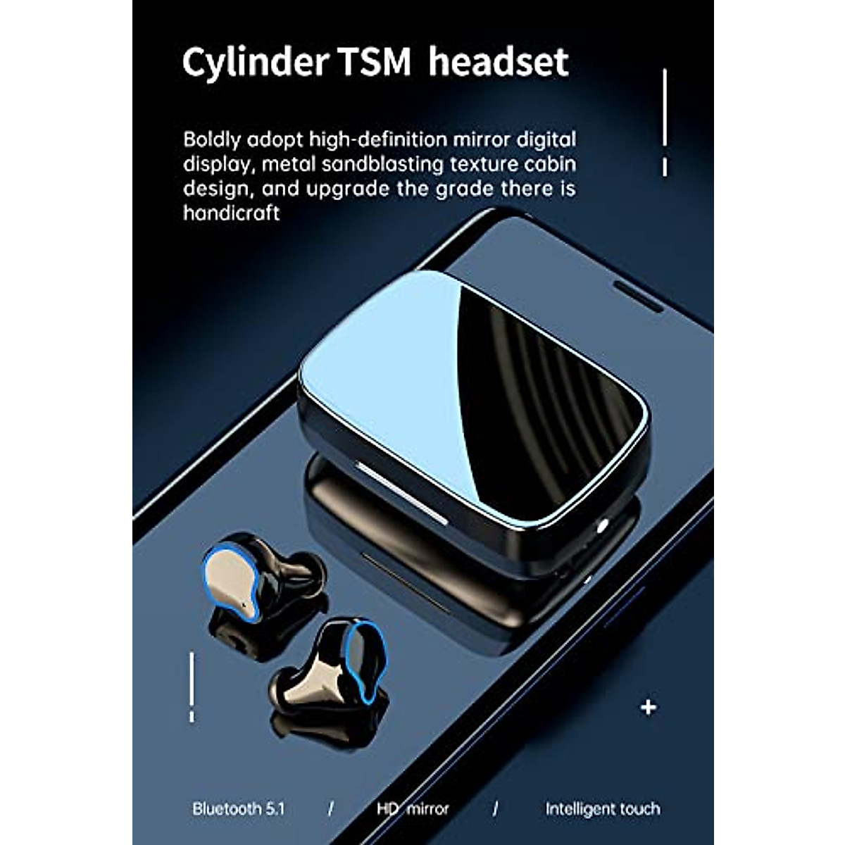 TWS Bluetooth Headphones,HD Stereo Noise Cancelling Wireless Earphones,Bluetooth 5.1 Earbuds 180H Playtime Wireless Charging Case & Power Display,in-Ear TWS Headphone for iPhone and Android Phones