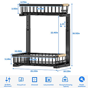 KEKAPE Under Sink Organizer and Storage,Height Adjustable Under Sink Organizer, Single 2 Tier Pull Out Drawer Cabinet Organizer for Kitchen Bathroom Storage