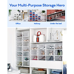 FINESSY XL Shoe Storage Boxes Large Shoe Rack, Large Shoe Organizer XL Shoe Boxes Clear Plastic Stackable XL Clear Shoe Boxes Stackable, Large Sneaker Storage Large Shoe Containers