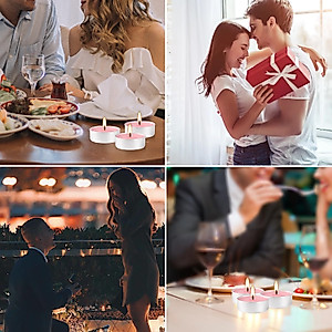 50 Pack Tealight Candles, Tea Lights Candles Set 4 Hour Pink Unscented Mini Votive Candles for Valentine's Day Anniversary Wedding Receptions