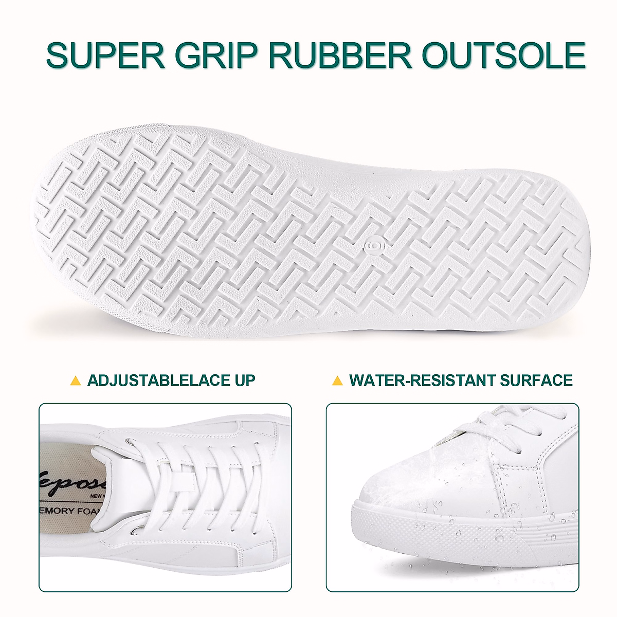 Vepose White Sneakers 8013 Casual Fashion Low Top Comfortable Classic Shoes for Women Size 7.5(CJY8013 All White 07.5)