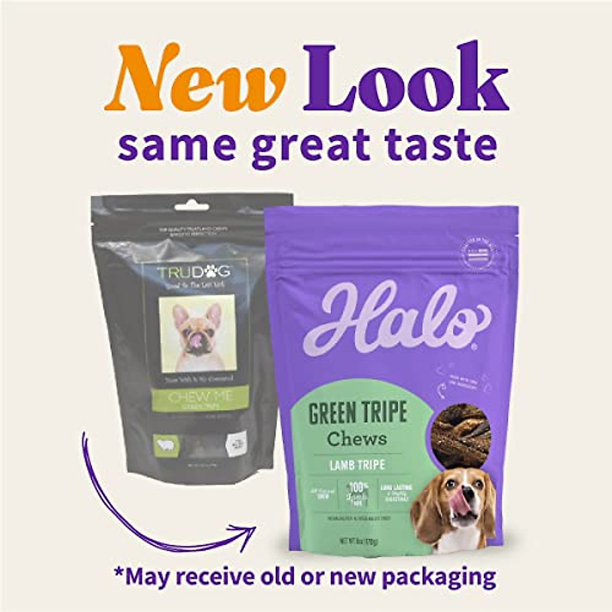 Halo Purely For Pets Halo Green Tripe Chew, Lamb Tripe Formula, All Life Stages, 6.0-OZ Pouch