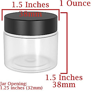 1oz Containers with Lids Lip Scrub/Gloss Containers, Empty 1 oz Jars 30G/30ml- Travel Cosmetic Containers w/Lids- Clear 1 Ounce Makeup Sample Container, Cream, Lotion, Liquid - BPA Free (24)