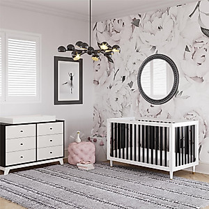 Little Seeds Rowan Valley Flint 3-in-1 Crib, White/Black with Wood Leg