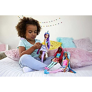 Barbie Dreamtopia Doll with Removable Unicorn Headband & Tail, Blue & Purple Fantasy Hair & Cloudy Star-Print Skirt, Unicorn Toy