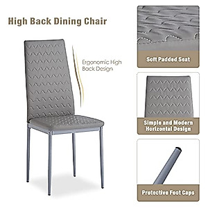 paonne Round Dining Table Set for 4, Glass Round Kitchen Table and Chairs for 4, 5-Pieces Table with Chair Set