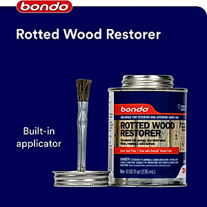 Bondo Rotted Wood Restorer, 8 fl oz., Penetrates into Spongy, Dry-rotted Wood Fibers Creating a Solid Surface, Dries clear and tack free, Water Resistant, Stainable and paintable (20131)