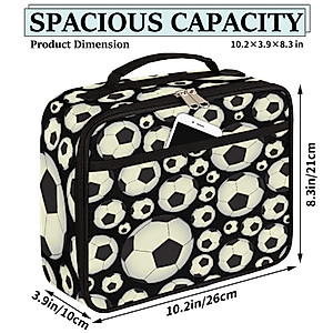 AUUXVA Girls Lunch box Sports Soccer Football Pattern Reusable Insulated Lunch Bag Boys Cooler Tote Bag Soft Thermal Meal Tote Kit for School Travel