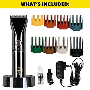 Beard Club PT45 Beard Trimmer for Men - Electric Cordless Rechargeable Beard & Hair Trimmer - High Power 7000 RPM - 8 Color Guides, 45 Unique Trim Lengths - Extra Sharp Mower Blades - Travel Lock