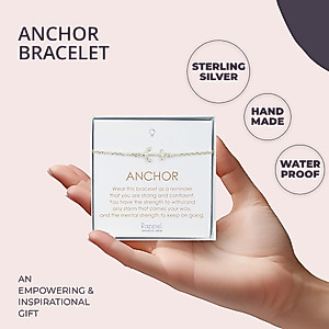 Rappel Sterling Silver Anchor Bracelet For Women, Inspirational Bracelets for Women, Motivational Gifts She Will Never Forget