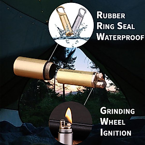 KAIEOMGN Cool Permanent Match Lighter Refill, Creative Mini Portable Hook-and-Loop Waterproof Vintage Trench Lighters, Unique Gifts for Men Camping Candles (No Kerosene) (Gold)