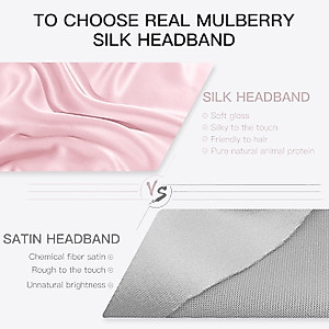 FANTASTIC HOUSE Silk Spa Headbands for Washing Face, 100% Mulberry Silk Scarf for Hair Wrapping, Adjustable Ponytail Face Wash Headbands for Women and Girls for Sleep, Makeup, Sport