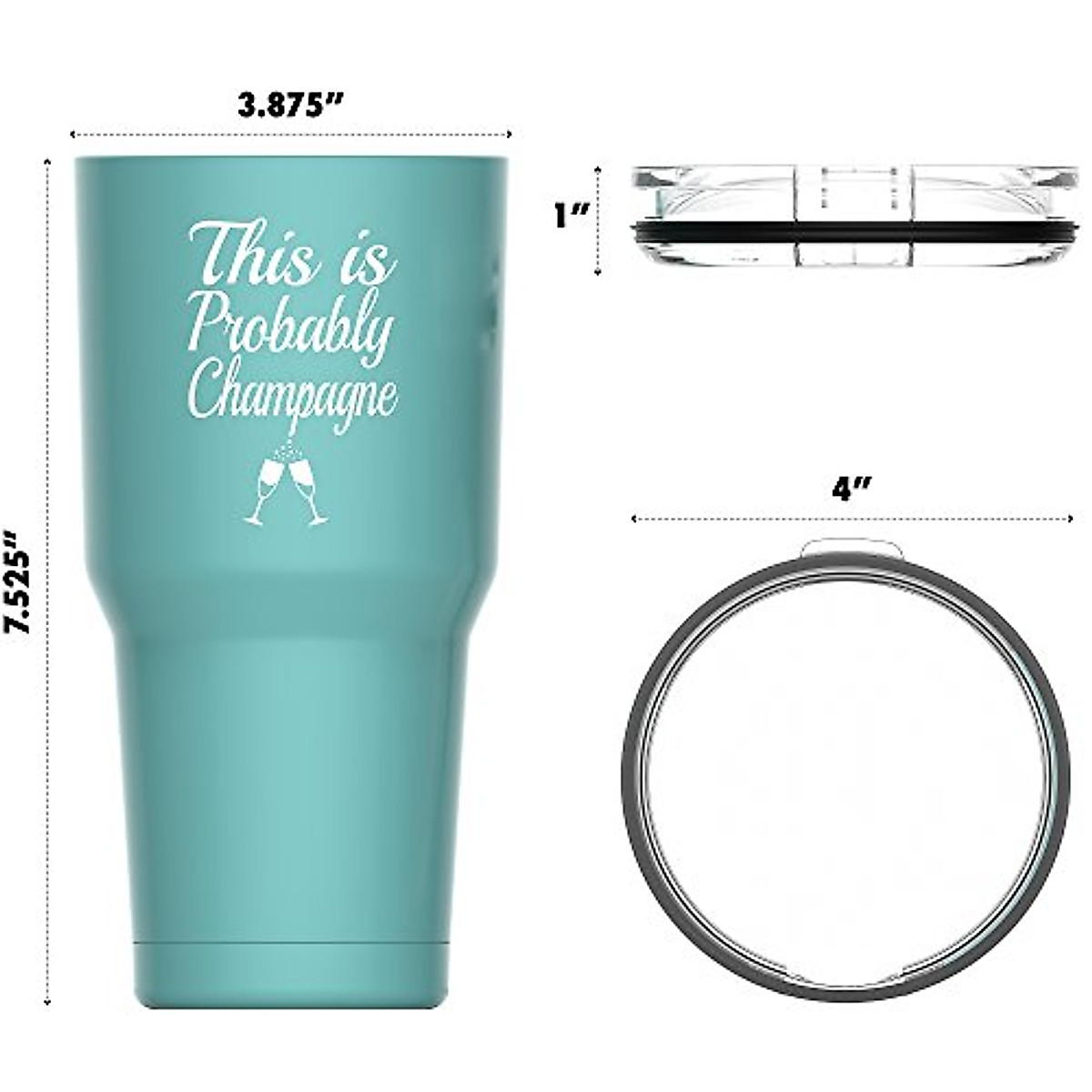 Alcee This is Probably Champagne Stainless Steel Funny Tumbler with Lid - Large 30 oz Vacuum Insulated Travel Mug - Funny Tumblers for Hot Coffee and Cold Drinks - Premium Gifts Women Men Mom Sister