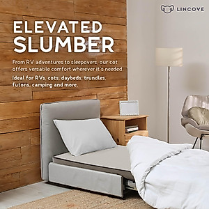 Lincove Premium 6-Inch Thick Foam Mattress with Durable Fabric Cover – Ideal for RV, Cot, Guest Bedroom - Folding Bed & Daybed - CertiPUR-US Certified –Made in USA Size: 36"x74"x6" - Color: Grey